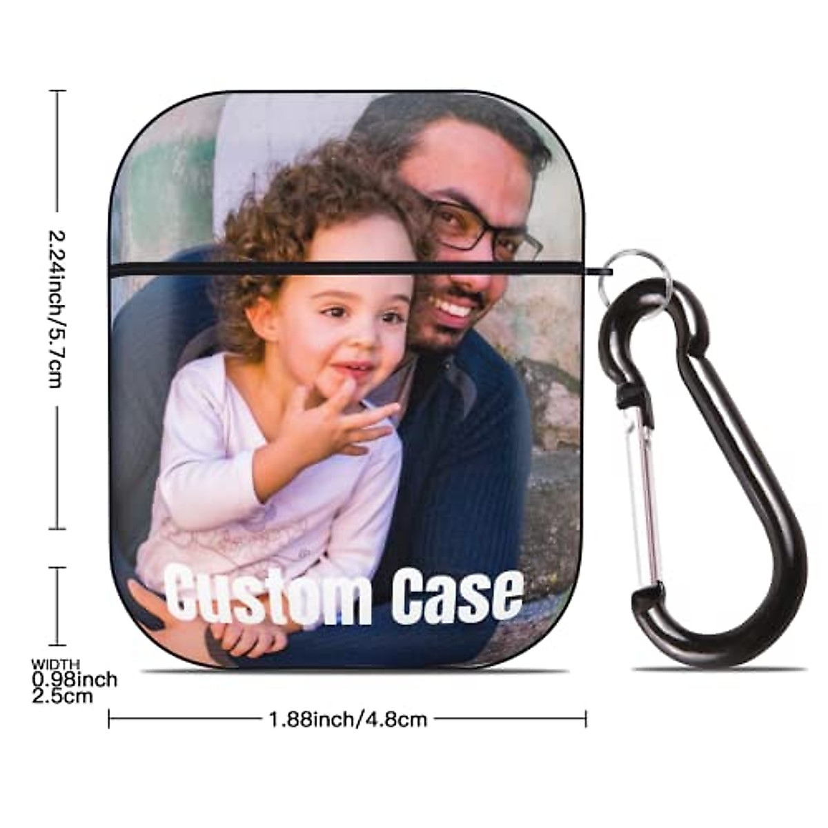 Personalized Airpod Case for Apple AirPods 1 & 2 Gerneration with Keychain, Custom Airpods Case Cover with Your Name & Photo for Men and Women