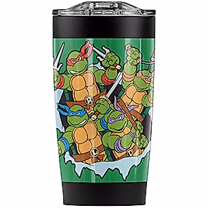 Teenage Mutant Ninja Turtles TMNT Turtles And Logo Stainless Steel 20 oz Travel Tumbler, Vacuum Insulated & Double Wall with Leakproof Sliding Lid