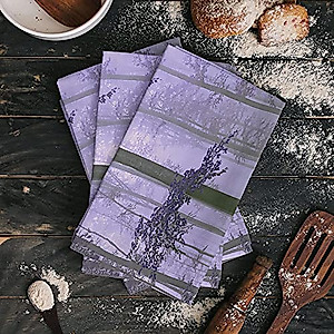 Fall Kitchen Towels Set Sunshine Purple Forest Thanksgiving Dish Towel Trees Mist Dishcloths 2 Pack,Absorbent Soft Cotton Dish Cloths Tea Towels Fall Seasonal Decoration Hand Towels Set