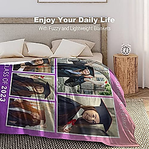 Graduation Gifts Blanket,Custom Picture Blanket with Name Photo, Graduation Gifts for Her Him, Cool 2023 Graduation Gifts, College Graduation Gifts for Her, Graduation Gifts 2023 High School Blanket