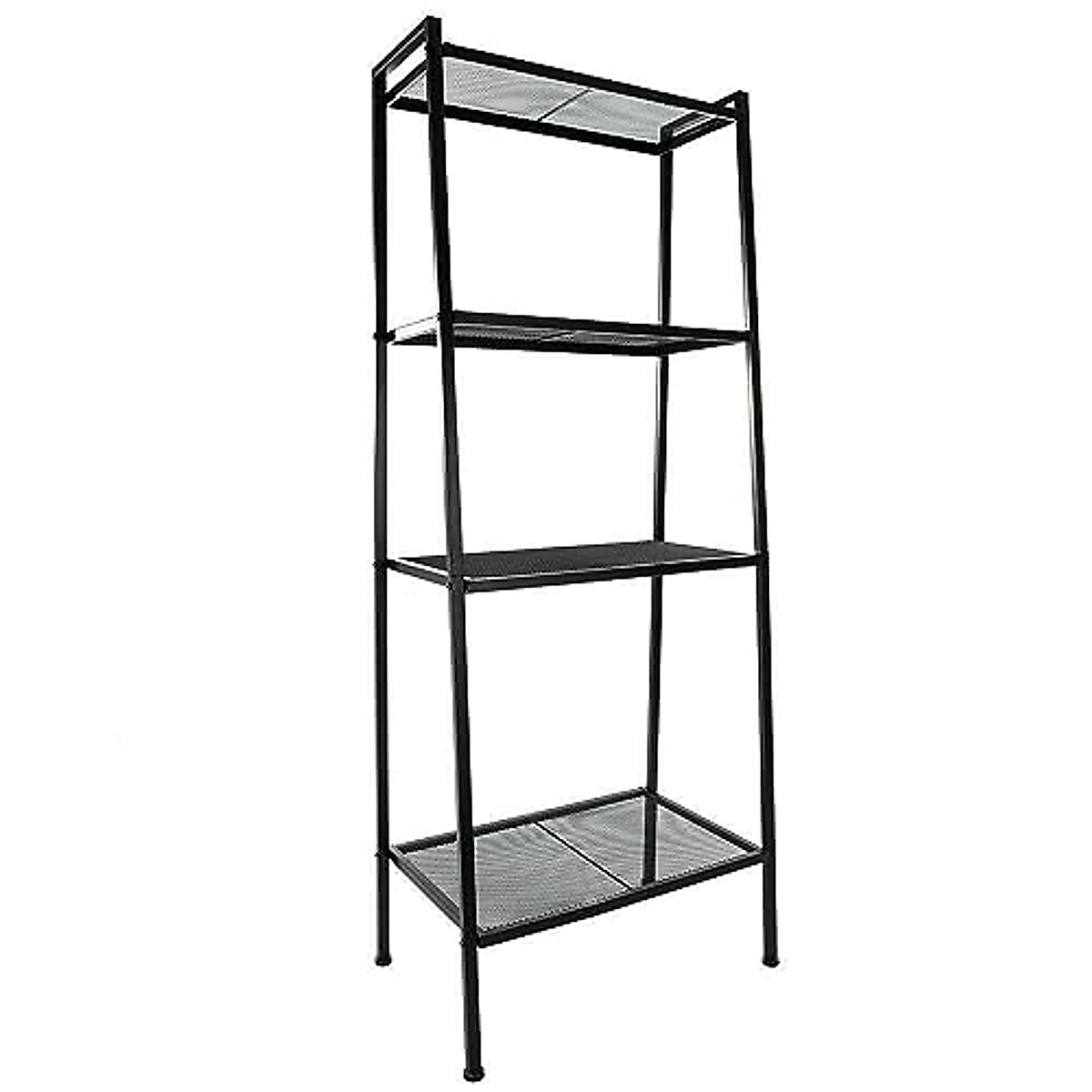 4 Tier Heavy Duty Metal Leaning Ladder Shelf Bookcase Bookshelf Storage Shelves, Black