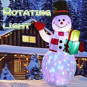 OurWarm 5FT Christmas Inflatables Outdoor Decorations, Inflatable Snowman Blow Up Yard Decorations with Rotating LED Lights for Indoor Outdoor Christmas Holiday Yard Garden Lawn Decor