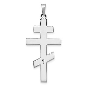 Solid 14k White Gold Eastern Orthodox Cross Pendant Charm - 41mm x 19mm