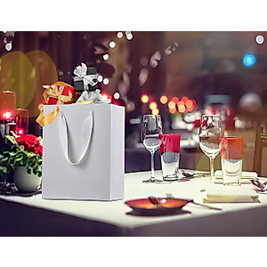 HUAPRINT White Paper Bags,White Gift Bags,Shopping Bags with Handles,20 Pack Small Gift Bags,7x4x9inch,Retail Bags,Party Favor Bags,Merchandise Business Bags,Wedding Bags