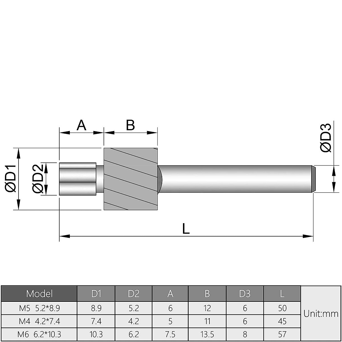 Utoolmart Counterbore End Mill, M5.2 High-Speed Steel 4 Flutes Straight Shank Counterbore End Mills, Cap Screws Expand Holes, for Copper Aluminum Cast Iron, 1 Pcs