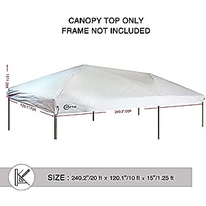 PORTAL 10x20 Canopy Replacement Cover, Pop Up Canopy Tent Top Cover Without Frame Legs Instant Patio Gazebo Pergola Sun Shade, White
