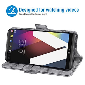 Asuwish Compatible with LG V20 Case and Tempered Glass Screen Protector Cell Accessories Card Holder Slot Kickstand Protective Hybrid Flip Folio Marble Wallet Phone Covers for LGV20 LG20 V 20 Black