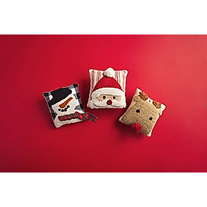 Mud Pie Whimsy Small Christmas Hook Pillow, 8" x 8", Reindeer 24 Count