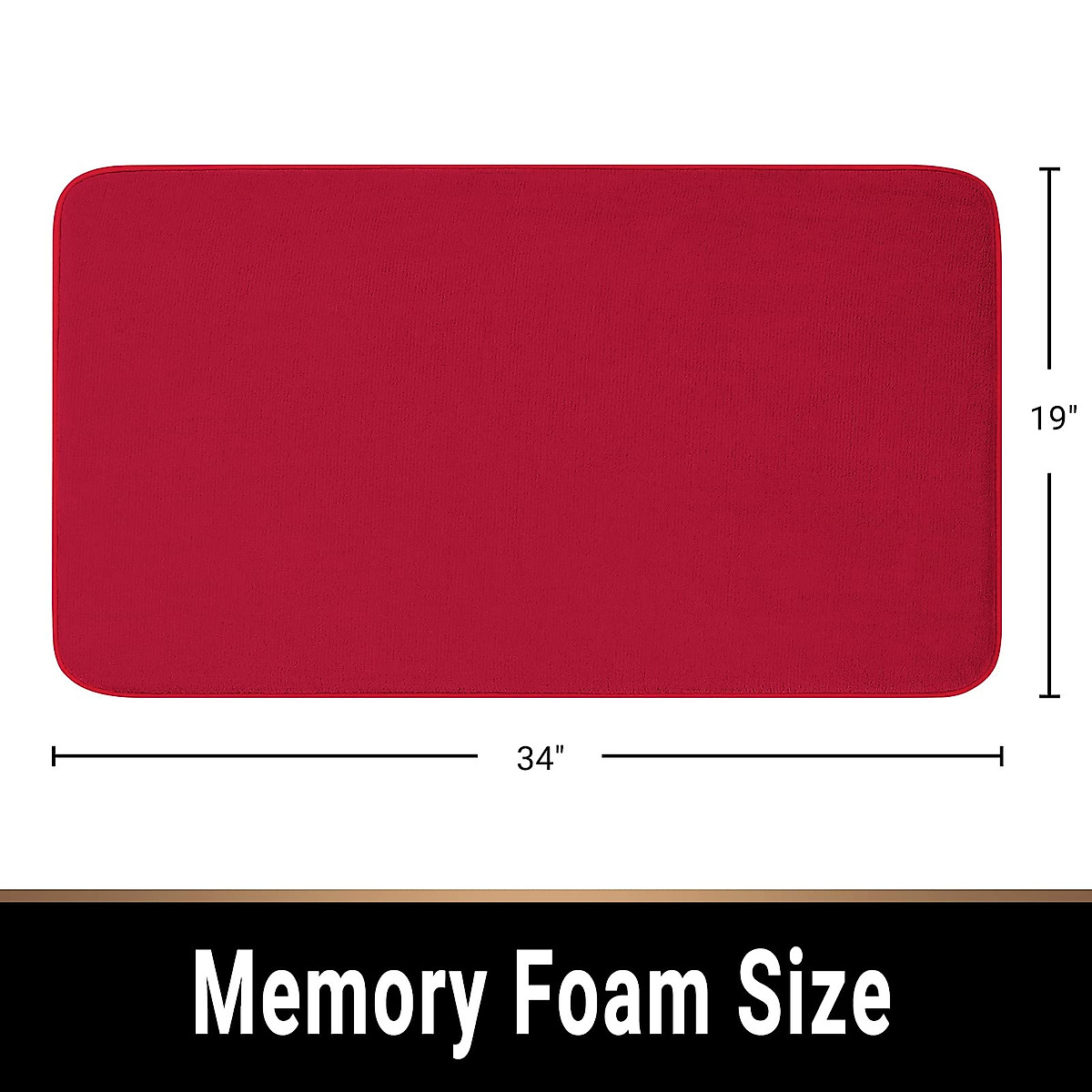 MAYSHINE Memory Foam Non Slip Anti Fatigue Bath Mat | Thick Absorbent Plush Velvet Bathroom Rug - Machine Washable, 34x19, Red