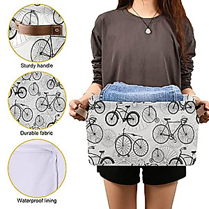 xigua Bicycle Bike Print Storage Baskets,Large Decorative Collapsible Rectangular Canvas Fabric Storage Bin for Home Office(15x11x9.5inch,1 Pack)