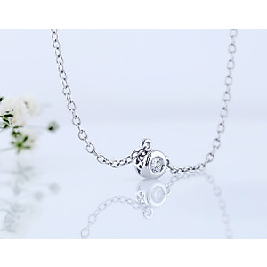 Dazzlingrock Collection 0.05 Carat (ctw) 10K Round Diamond Ladies Solitaire Pendant 1/20 CT, White Gold