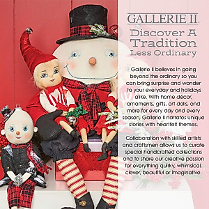 GALLERIE II Christmas Holiday Cute Hammond Pinecone Boy Folk Art Doll Collectible, Joe Spencer Gathered Traditions Home Decor Figures Figurines Cream