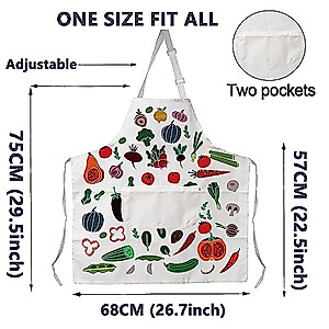 CMNIM Vegetable Apron Vegetable Cooking Apron With Pockets Kitchen Baking Gardening Apron Chef BBQ Grilling Waterproof Apron (Vegetable Apron)