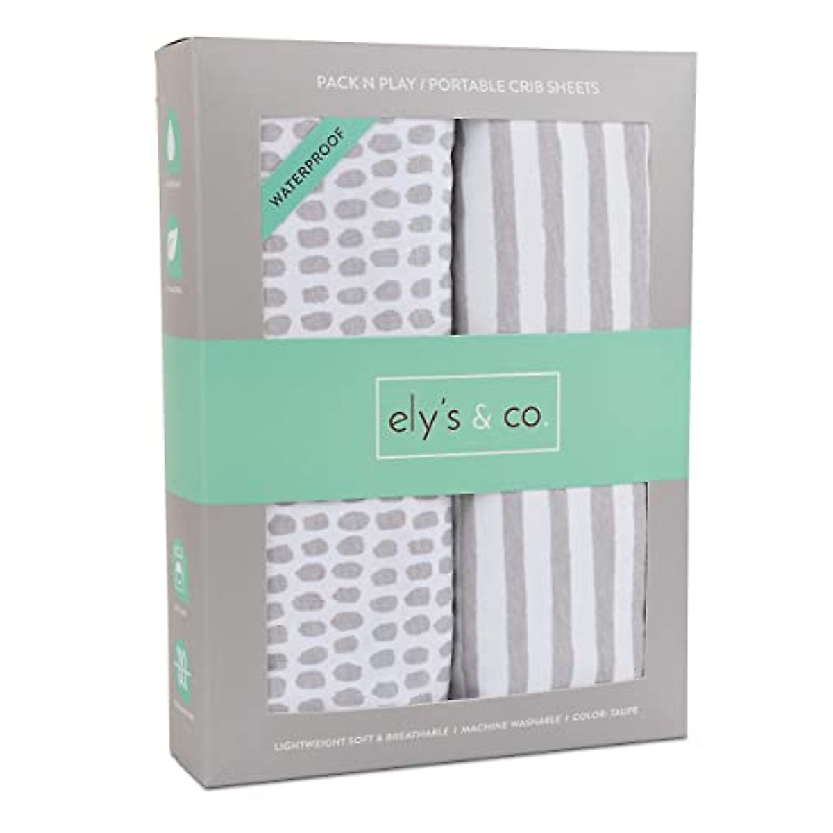 Ely's & Co. Patent Pending Waterproof Bassinet Sheet, Changing Pad Cover, and Pack n Play Sheet Bundle