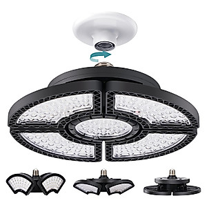 PINSAI LED Garage Light Bulb, 150W 15000 Lumens Super Bright Four Panel Garage Lighting Fixture E26/E27, Screw Into Ceiling Shop Light, Suitable for Garage, Workshop, Attic, Basement