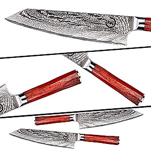 Japanese Chef Knife, Fukep Chef Knife Ultra Sharp AUS10 Core Steel 72 Layers High Carbon Steel Damascus Chef Knife Ergonomic Mahogany Handle Kitchen Knife Chef Gift