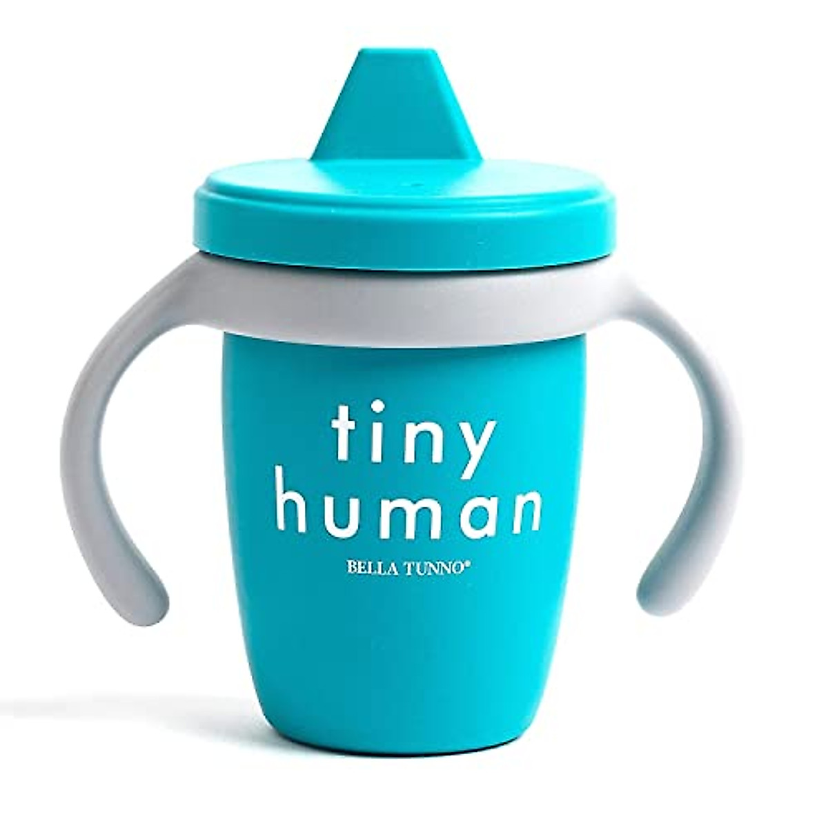 Bella Tunno Happy Sippy Cup – Transition Sippy Cups for Baby 6 Months and Older, Baby and Toddler Sippy Cups with Removable Handles and Non-Toxic, BPA Free Silicone, Tiny Human, 8 oz