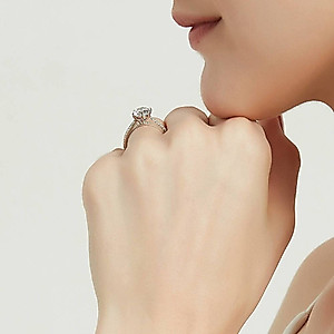 BERRICLE Sterling Silver Solitaire Wedding Engagement Rings 2 Carat Round Cubic Zirconia CZ Promise Ring for Women, Rhodium Plated Size 6