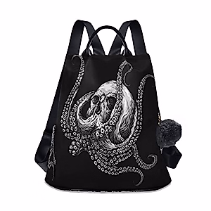 ALAZA Sugar Skull Octopus Large Women's Fashion Casual Backpack Purse Shoulder Travel Bag