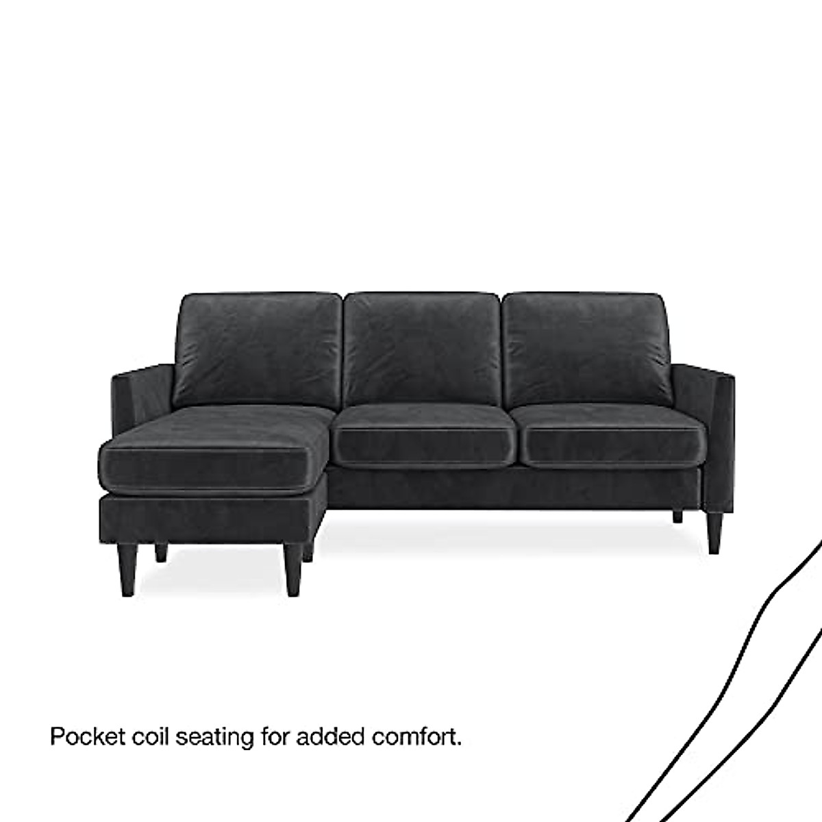 Mr. Kate Winston Reversible Sofa Sectional, Dark Gray Velvet