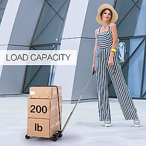 yookee home Small Hand Truck with 2 Ropes Folding Hand Truck Dolly Cart Collapsible Cart Heavy Duty Moving Dolly Portable Trolley for Luggage, Travel, Moving, Shopping, Office Use, Black