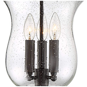 Carriage Country Outdoor Ceiling Light Hanging LED Dimmable Bronze 22" Clear Seedy Glass Decor Exterior House Porch Patio Outside Deck Garage Front Door Garden Home Roof Gazebo - Franklin Iron Works