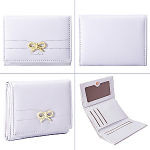 Sunwel Fashion Wallets Girls Cute Coquette Bow Small Wallet Aesthetic Card Holder ID Window Purse for Women (PURPLE)