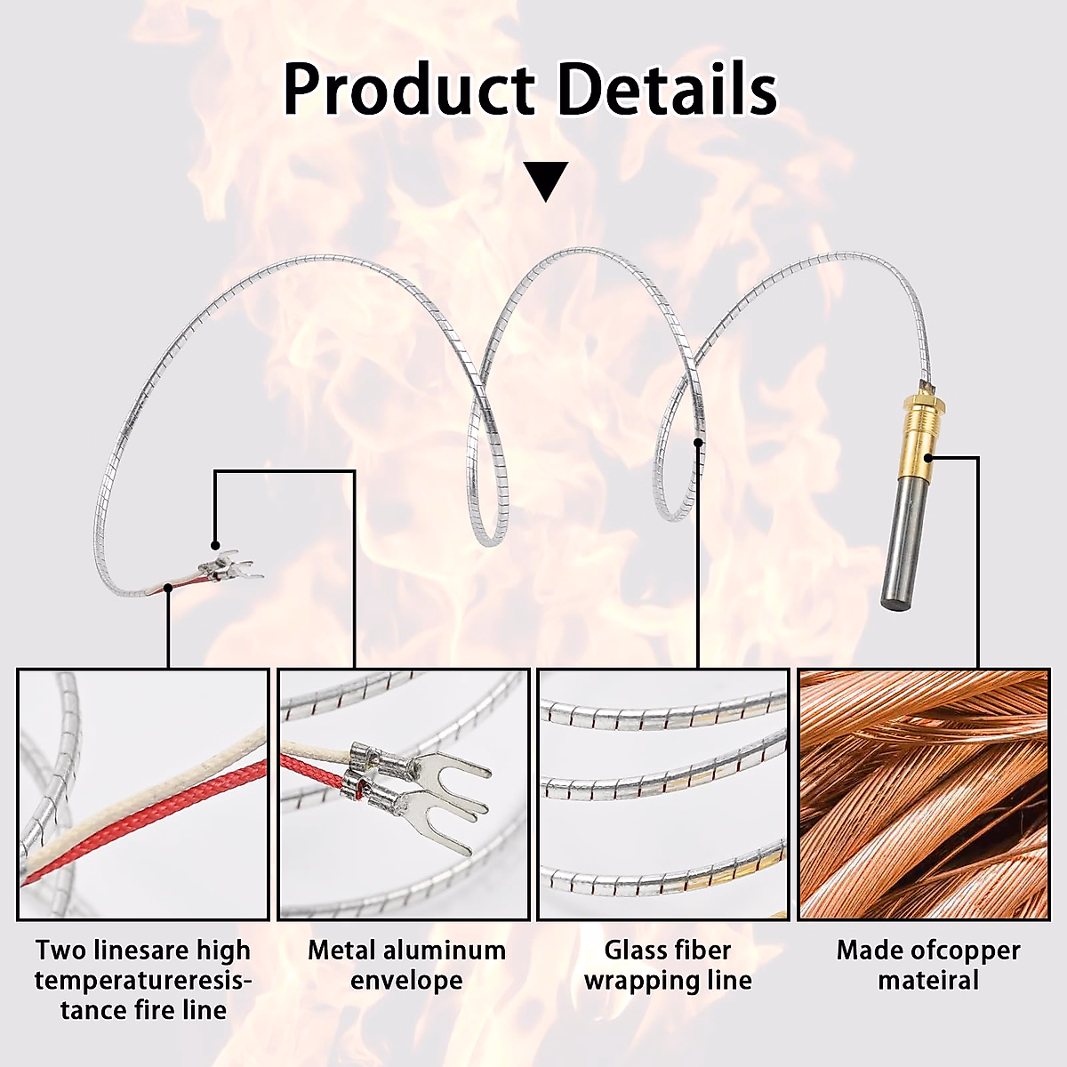 1950-001 Robertshaw Thermopile 36" 250-750 Millivolts MV 2 Lead with PG9 Adapter