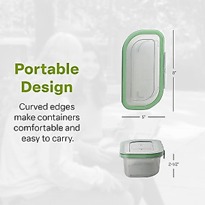 MyGo Container Half-Sized To-Go Single Compartment Container, 8" X 5" X 2-1/2", Reusable, Microwave Safe, NSF Certified, Smoke/Green