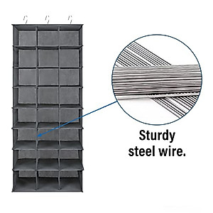 coastal rose Hanging Shoe Organizer for Closet, 24 Sections Shoe Holder Hanger Rack, Space-saving Shoe Organizers and Storage, Grey