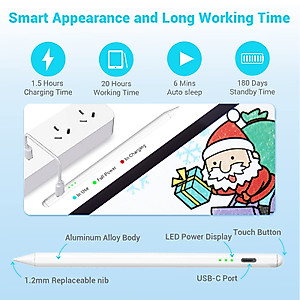 Stylus Pen for Apple Ipad Pencil - Ipad Pen for iPad 10th 9th Generation Palm Rejection with Apple Pen 2018-2024 Ipad 9th 8th 6th 7th Gen Mini 6th 5th Ipad Air 3/4/5 Gen iPad Pro 11-12.9 inch White