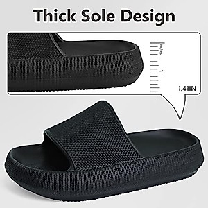 KOUECI Kids Cloud Slides Boys Girls Shower Slippers Slip on Slide Sandals Non-slip Summer Beach Pool Shoes(Black,13 Little Kids)