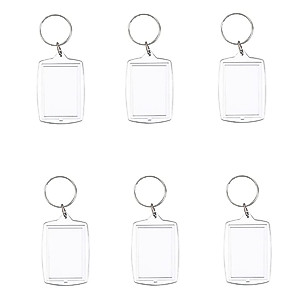 Medsuo 6pcs Double Sided Blank Picture Keychain Personalised Photo Key Fob Holder with Split Ring for Insert 4.6cm x 3.2cm Photo