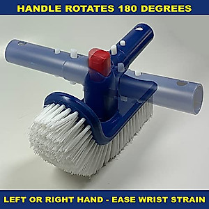 Pool Brush with Rotatable Handle Pool Brush Head, Premium Nylon Bristles Pool Brushes for Cleaning Pool Walls, Spas, Bathrooms, Floor, Kitchen Area. Easily Attaches to Extension Pole for extended use.