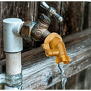 Morvat 45 Degree Solid Brass Water Hose Elbow, Garden Hose Kink Protector with ON/OFF Shutoff Valve, Female to Male RV Spigot & Faucet Adapter & Pipe Fitting Connector, Includes Extra Rubber Washers