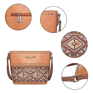 Montana West Aztec Tooled Collection Crossbody Bag Western Purses and Handbag Lightweight Shoulder Bag for Women MW1066-8360BR