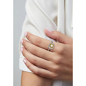 Gobaalele 1.2cttw/1.3cttw/2.4cttw Promise Rings Simulated Yellow Diamond Cubic Zirconia Ring Radiant Cut Sterling Silver Ring for Women (Princess Cut, 7.5)