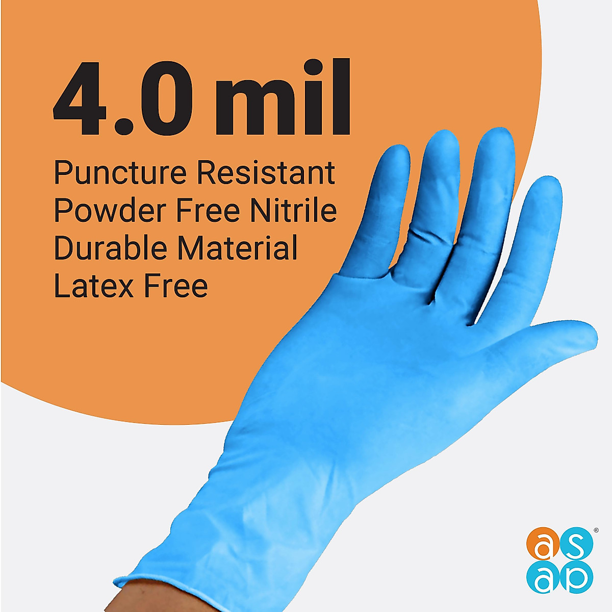 ASAP Blue Nitrile Powder Free Examination Gloves, Disposable, 4 mil, Medical, Food Safe, Tattoo, Cooking, Cleaning, Car – Medium, Case of 1000