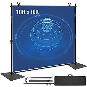 VEVOR 10ft x10ft Pipe and Drape Kit, Heavy Duty Backdrop Stand with Carbon Steel Base, Adjustable Backdrop Support with 2 Clamps and A Carry Bag for Wedding, Party, Event, Photography and Exhibition