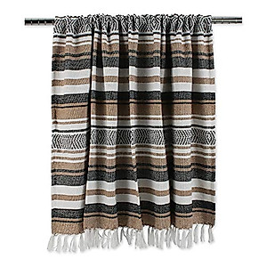 DII Farmhouse Woven Throw, 50x60 with 3" Fringe, Stone, 1 Piece
