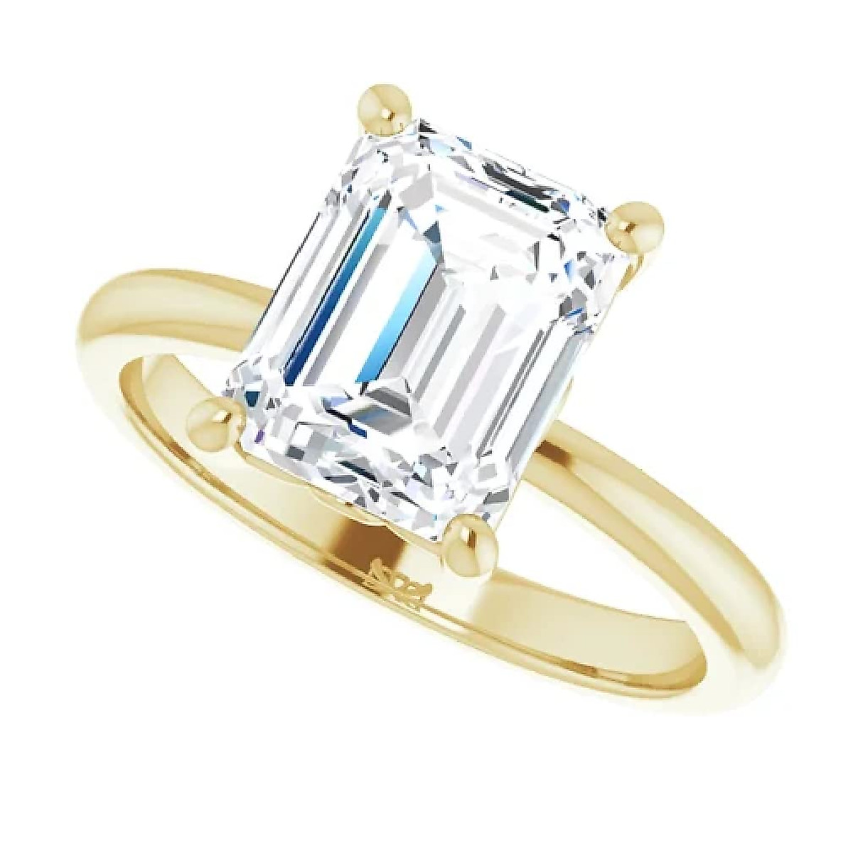 Moissanite Engagement Ring 2 Carat Emerald, Handmade 925 Silver, 10K/14K/18K Solid Gold, Solitaire Ring Bridal Wedding Gifts for Women, Anniversary Ring, VVS1, Colorless (925 Silver (Yellow Gold Plated))