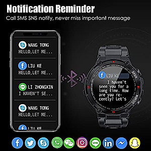 Military Smart Watch for Men Outdoor Waterproof Tactical Smartwatch Bluetooth Dail Calls Speaker 1.3'' HD Touch Screen Fitness Tracker Watch Compatible with iPhone Samsung