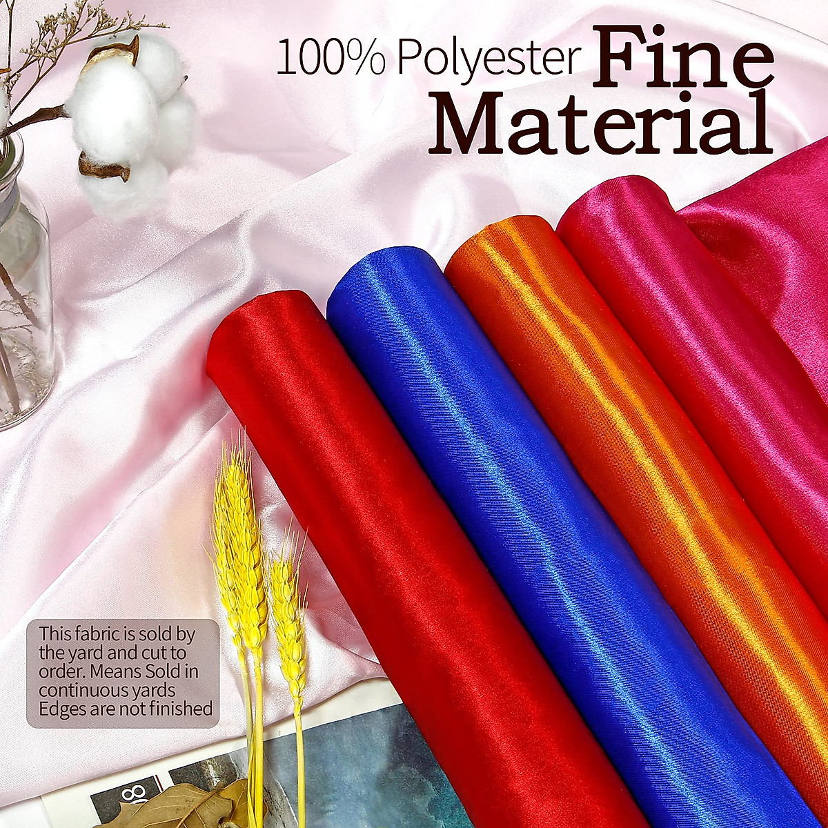 Horbaunal Hot Pink Satin Fabric 60 Inch Wide by The Yard, Soft Charmeuse Satin Fabric for Wedding Dress, DIY Craftings, Costumes, 1 Yard