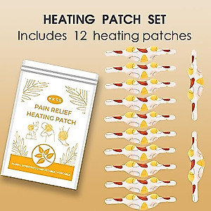 KKSS 12PCS Heating Pad,Pain Relief Patches for Neck, Knee, and Upper or Lower Back Pain, Air-Activated Heat Pads for Menstrual Cramps, Stiffness, Sprains, and More, Stick to Skin