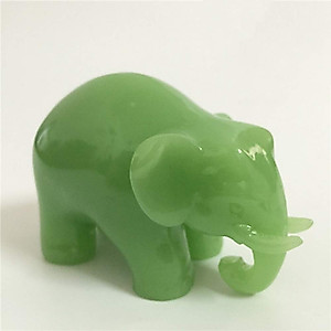 Seyee-bro Glowing Man-Made Jade Stone Ornament Craft Elephant Statue Sculpture Animals Figurines for Home Office Decoration Garden Statues