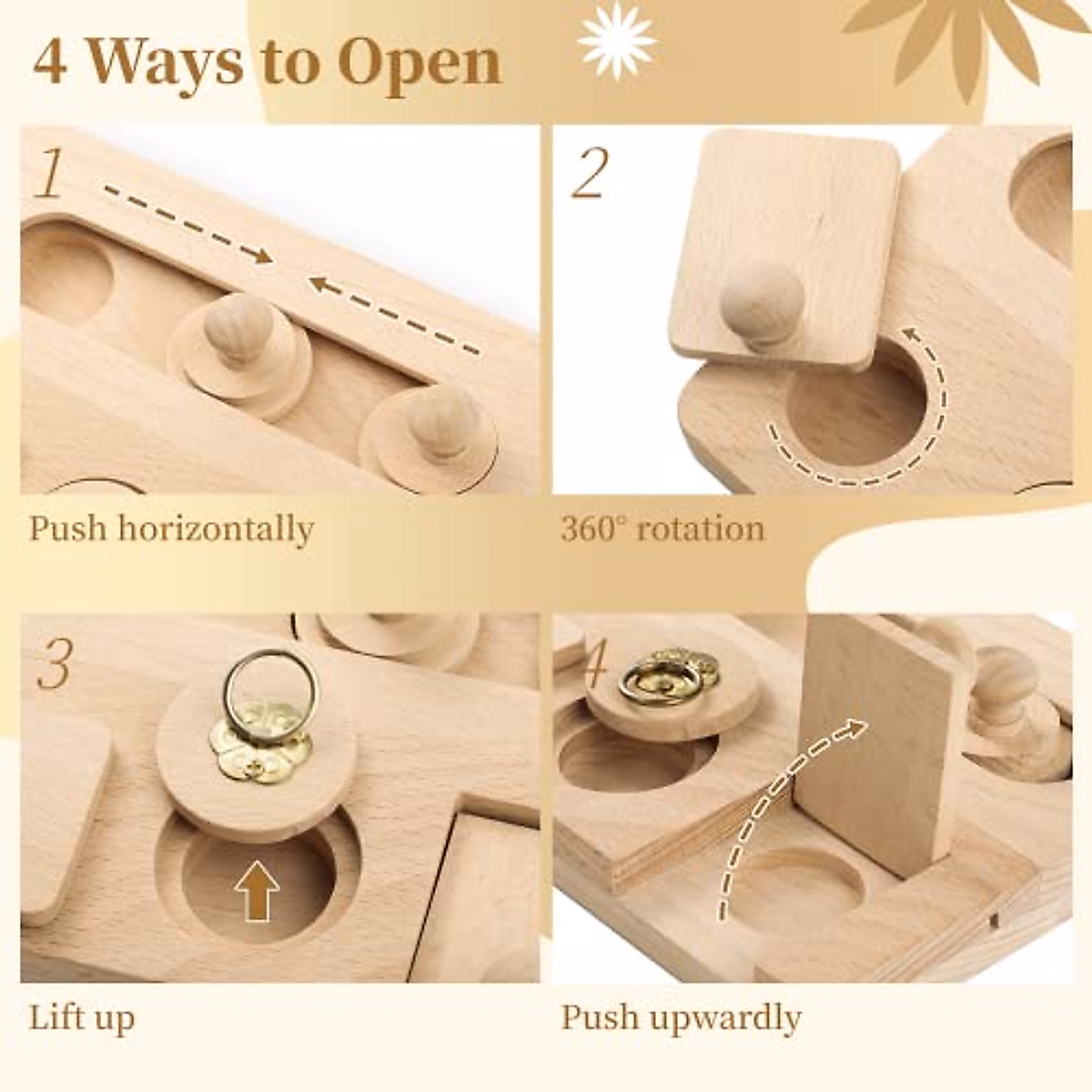 FELISTORY Wooden Foraging Toy for Small Pet - 6 in 1 Interactive Hide Treats Puzzle Snuffle Game, Mental Stimulation Toy for Guinea Pig,Rabbit,Hamster,Hedgehog, Chinchilla, Mouse,Rats,Sugar Gilders