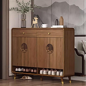 Shoe rack Chinese Style Shoe Cabinet with Wood Frame, Shoe Organizer with Doors and Drawer, Freestanding Shoe Storage Cabinet for Entryway Living Room Shoe Storage Organizer ( Size : 80x35x100cm )