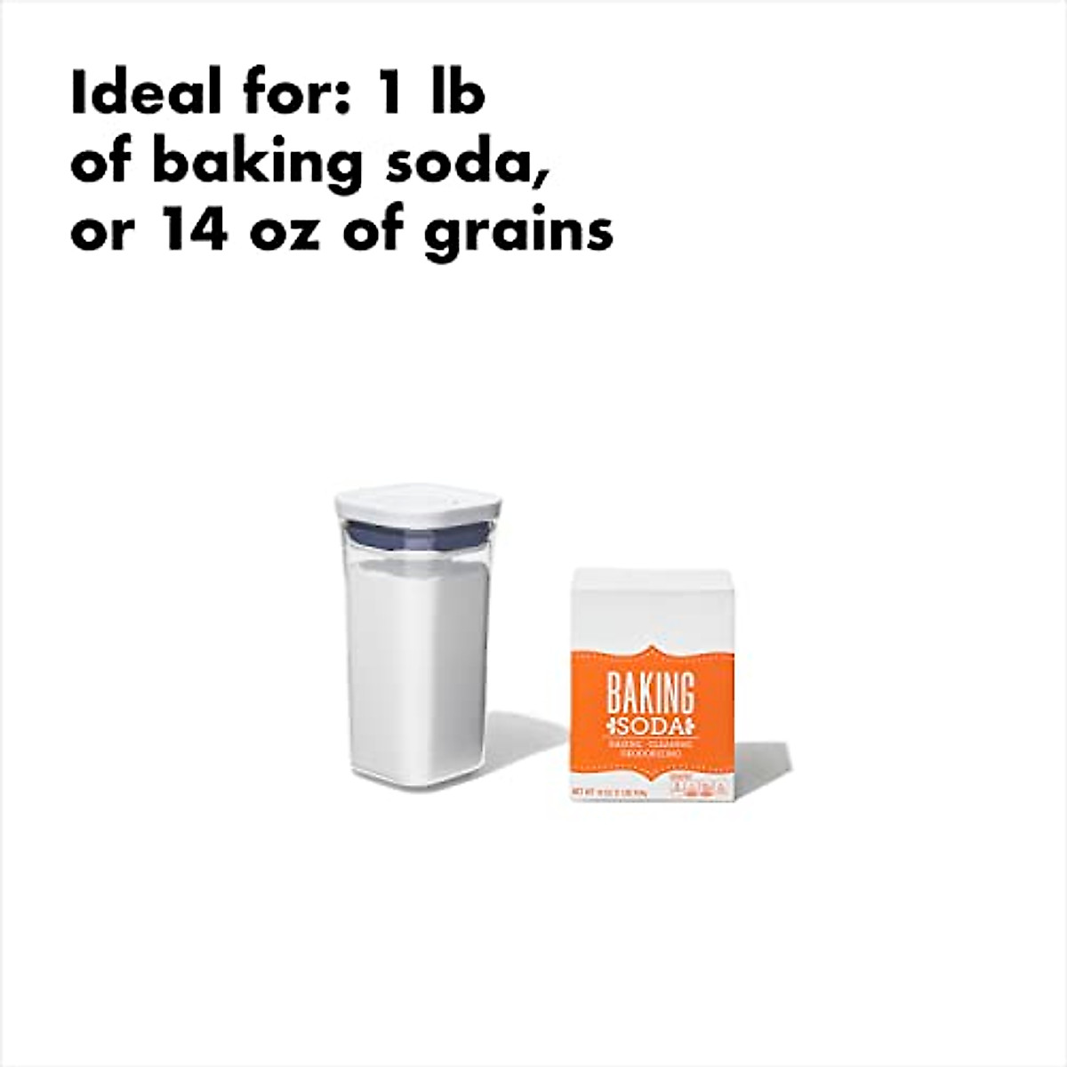 OXO Good Grips POP Container - Airtight Food Storage - Mini Square Short 0.5 Qt Ideal for 1 lb of baking soda or 14 oz of grains
