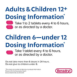 Benadryl Ultratabs Antihistamine Allergy Relief Tablets, Diphenhydramine HCl 25mg, 24 Count (Pack of 2)