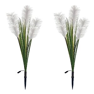 Fake Plants Artificial Plants Reed Greenery Flowers，Pampas Grass Suitable for Office, Home Floor Indoor and Outdoor Decoration LED Lighting (2 Packs)